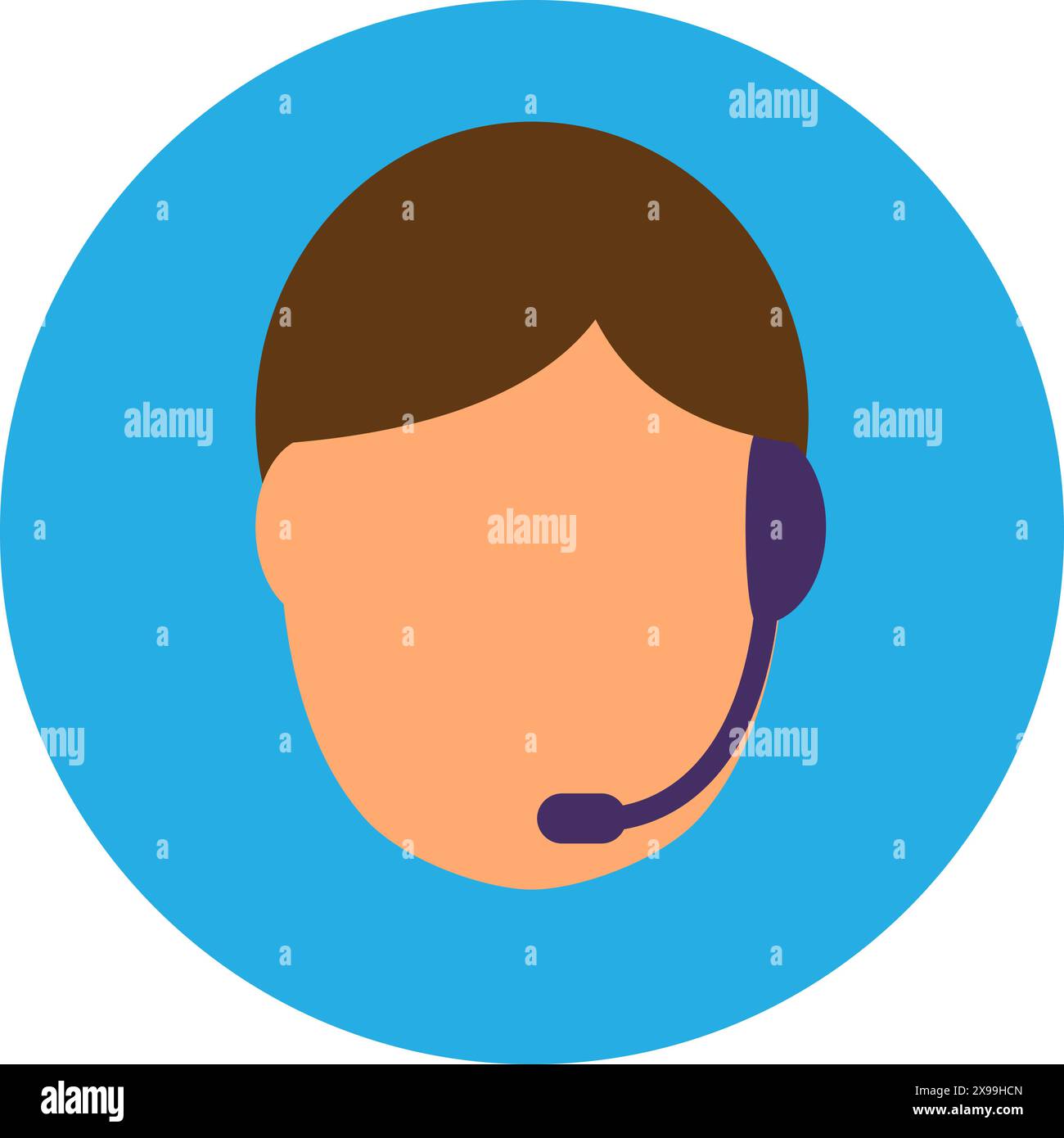 Hotline employee in headphones with microphone. Information sticker ...