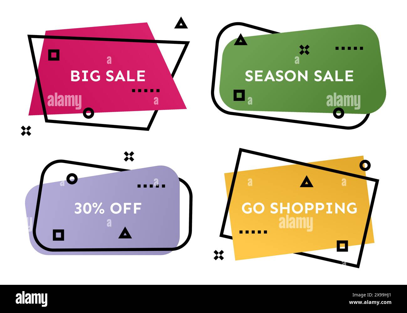 Set of four geometric trendy banners. Modern gradient shape with ...