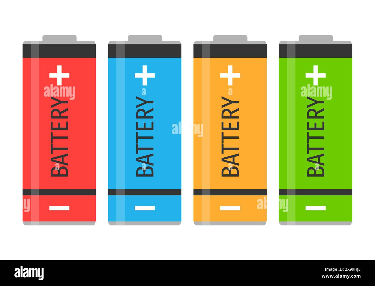 A set of four colorful batteries. Vector illustration Stock Vector ...