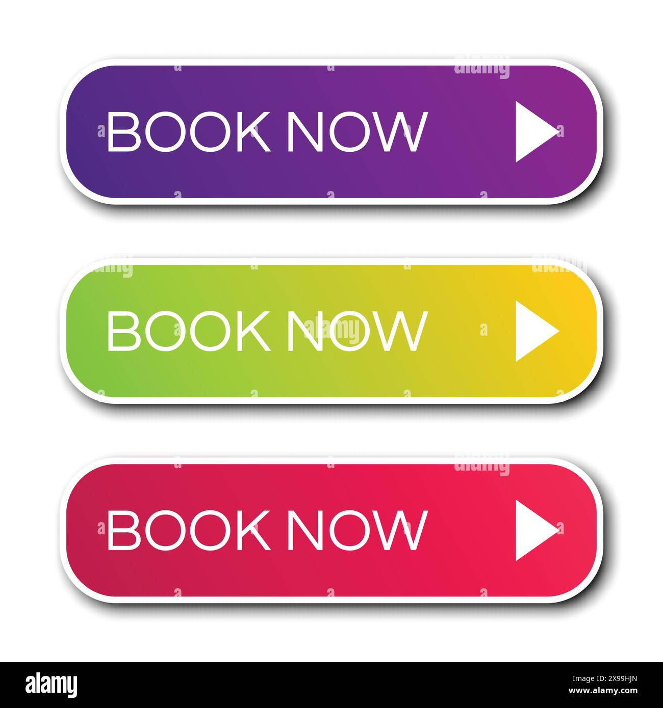 Set of three modern gradient buttons with shadows. Book now Buttons. Vector illustration Stock ...