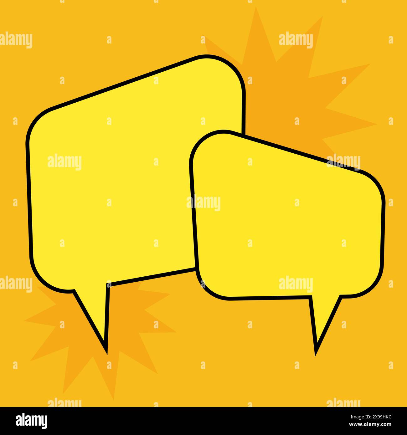 Communication speech bubbles on yellow background. Vector illustration ...