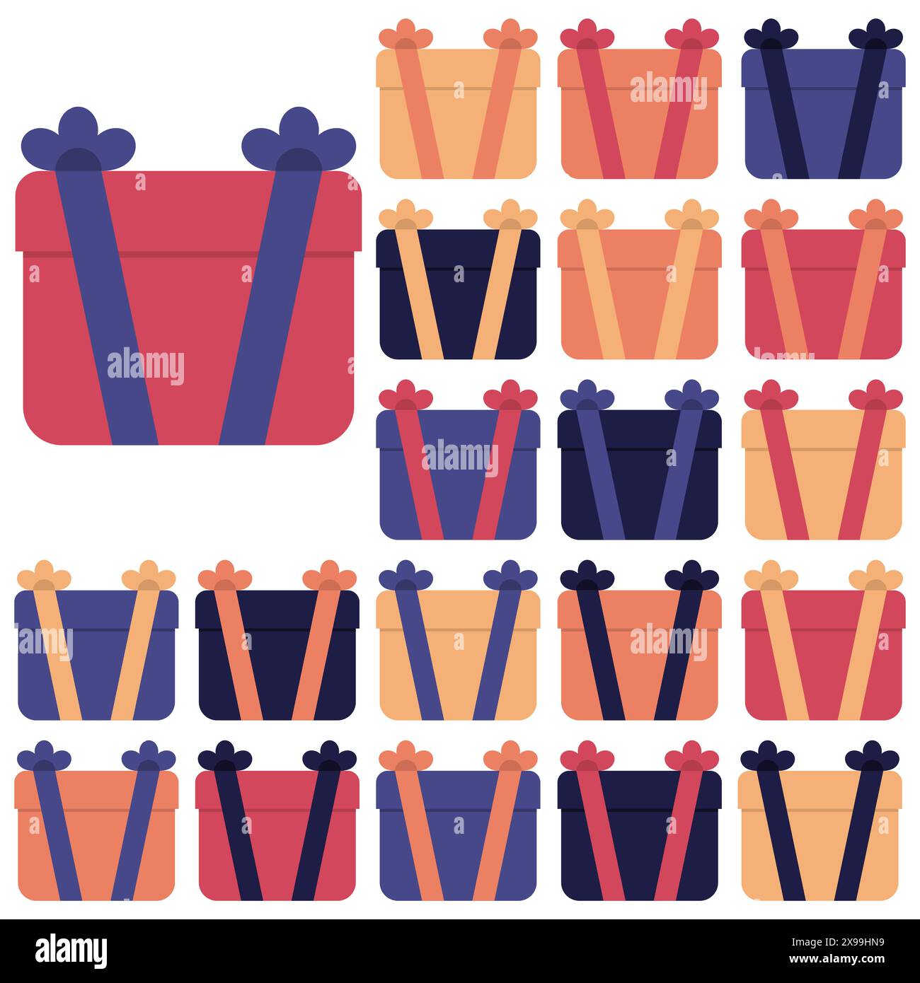 Collection of twenty multi colored gift boxes. Vector illustration ...
