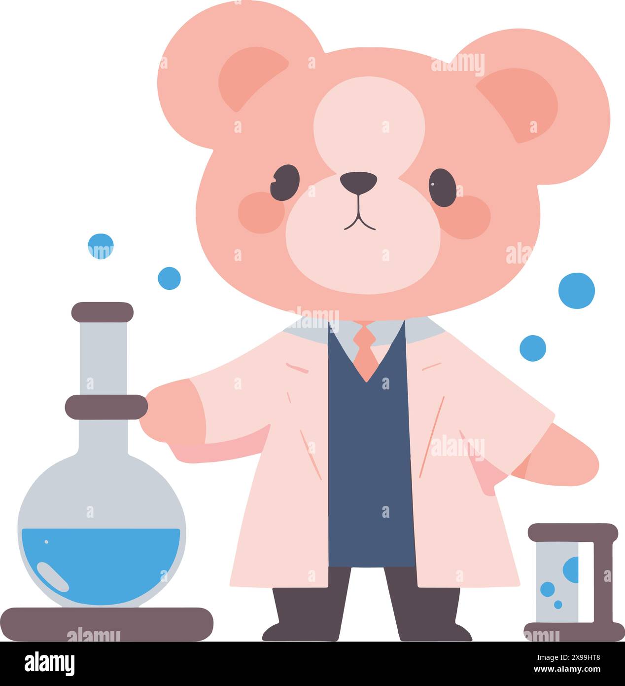 Bear Animal Friends Became Scientists, Cute Cartoon Style Vector ...