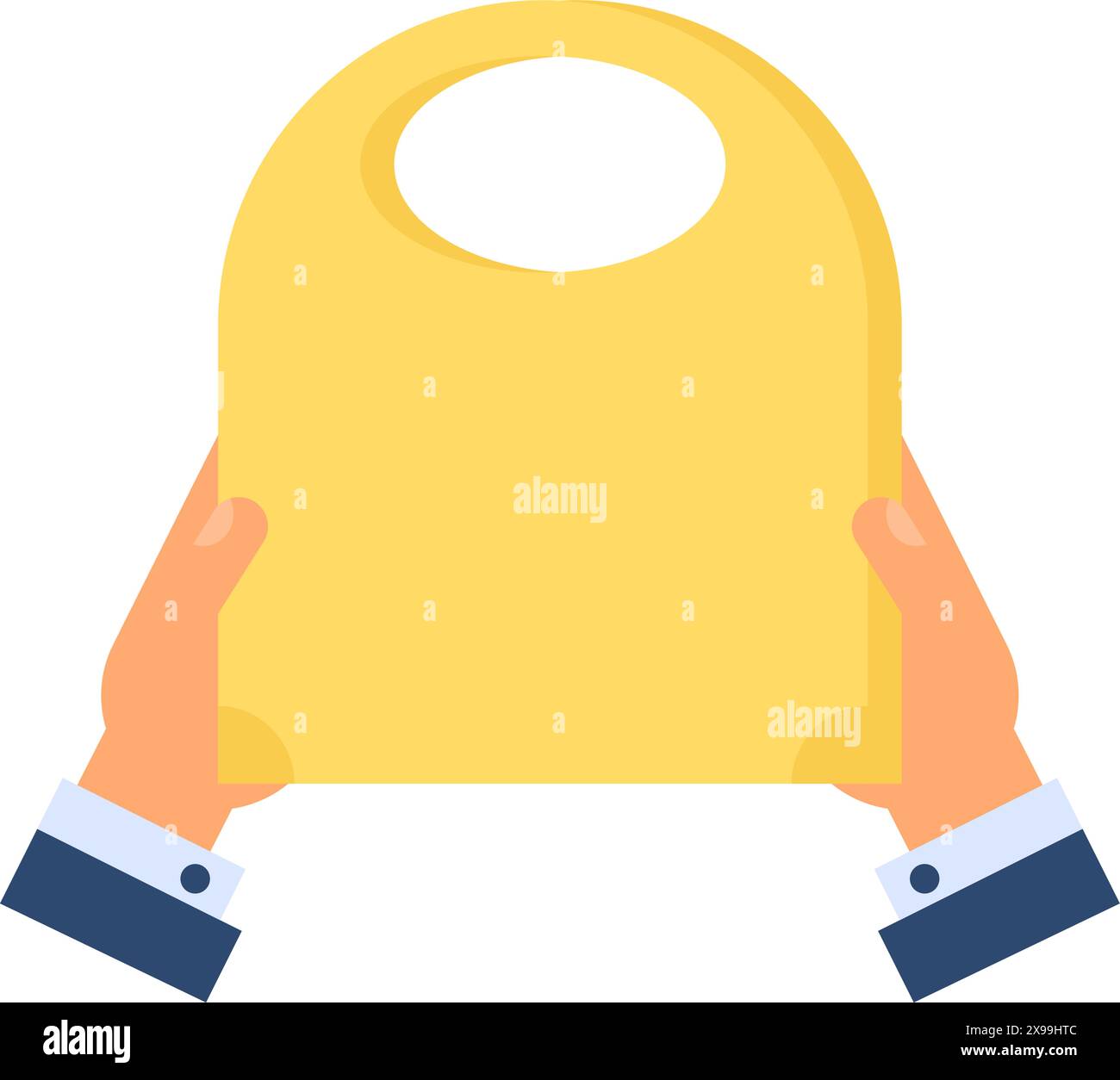 Hands holding yellow package with order. Prompt courier delivery ...