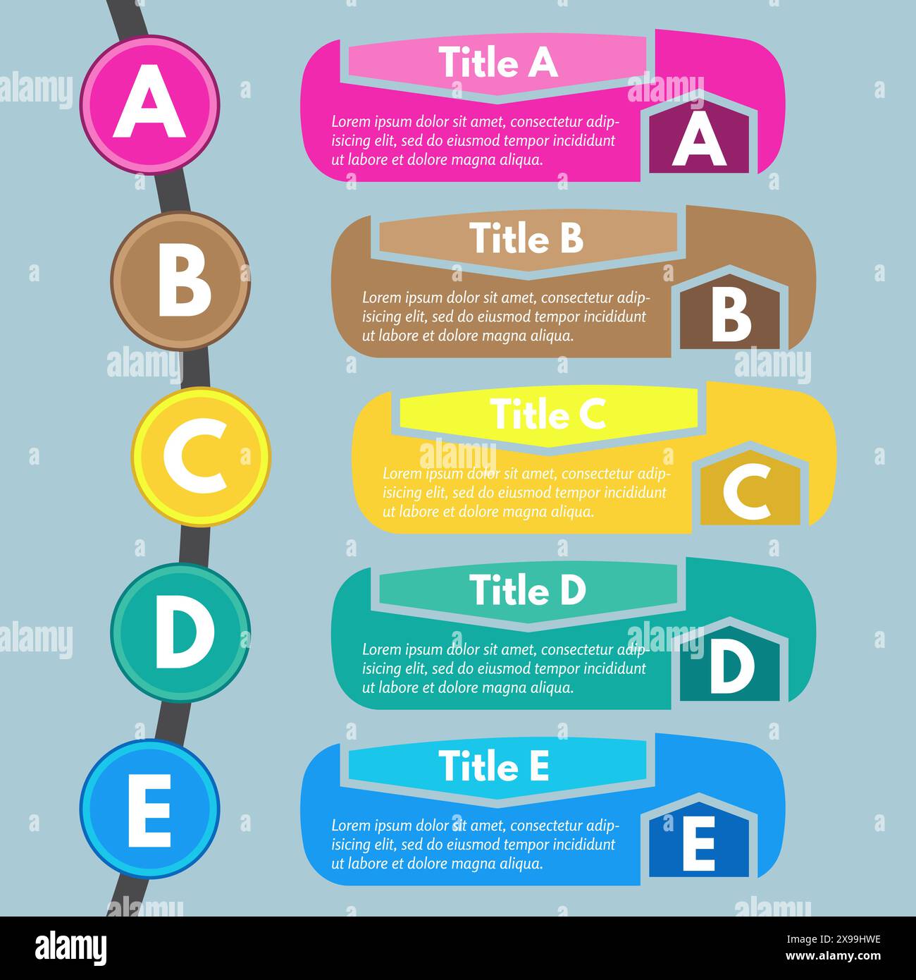 Five steps infographic design elements. Step by step infographic design template. Vector ...