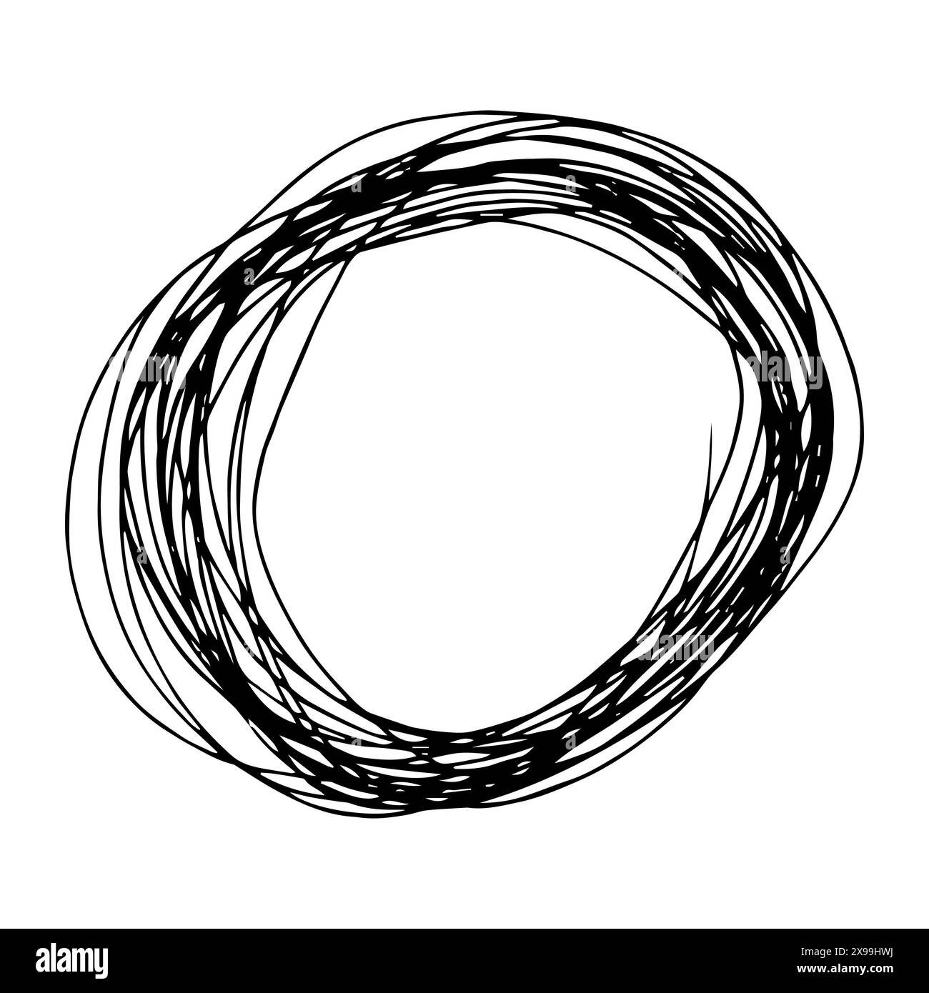 Sketch Hand drawn Ellipse Shape. Abstract Pencil Scribble Drawing ...