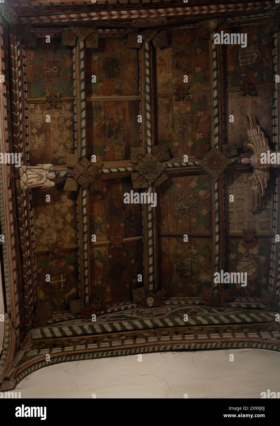 Painted wooden ceiling, All Hallows Church, Wellingborough ...