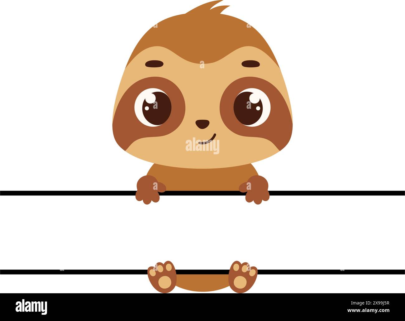 Cute sloth split monogram. Funny cartoon character for shirt ...