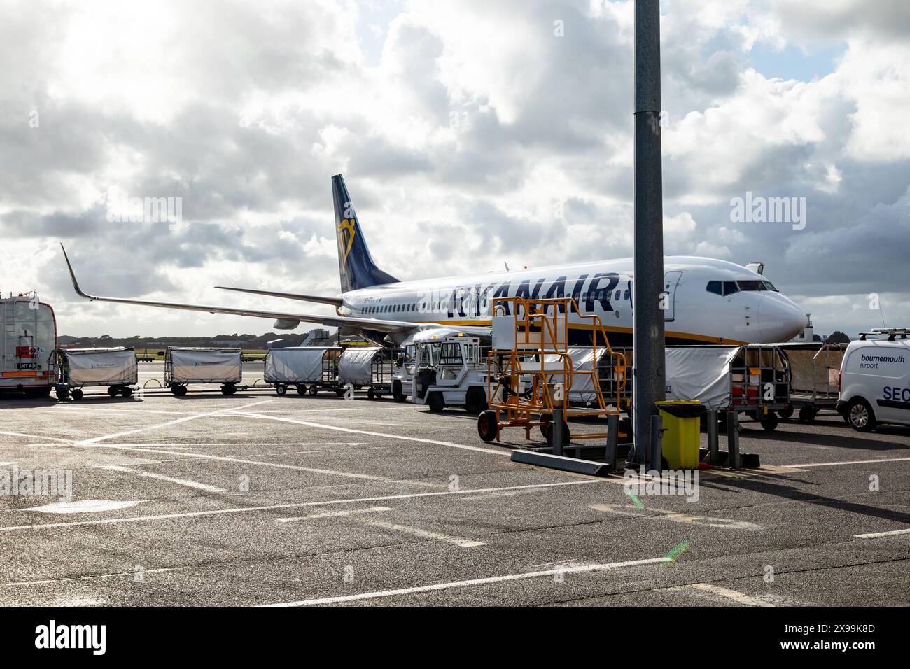 Ryanair passenger jet at Bournemouth Airport, Dorset, England, United ...