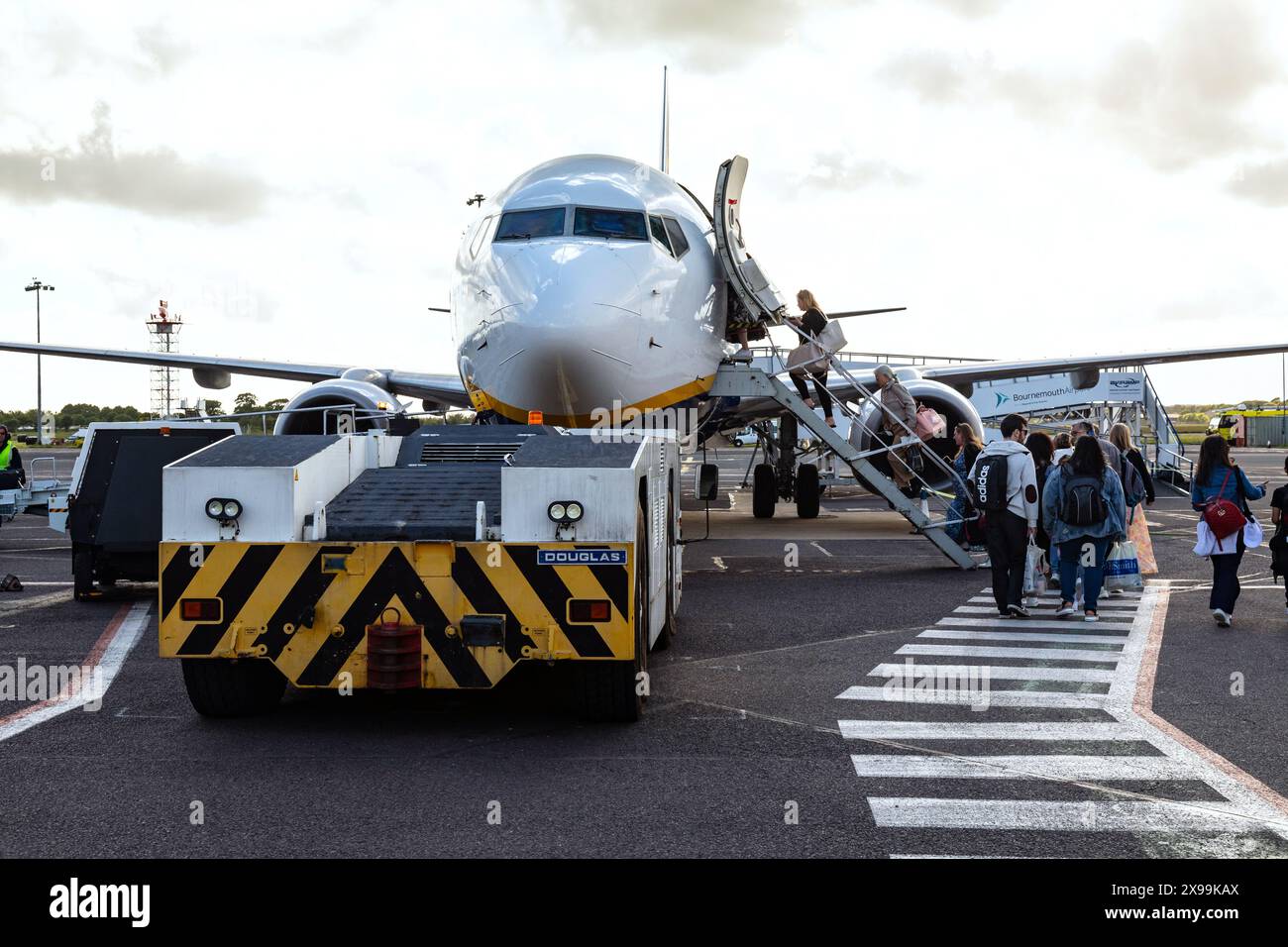 Ryanair passenger jet at Bournemouth Airport, Dorset, England, United ...
