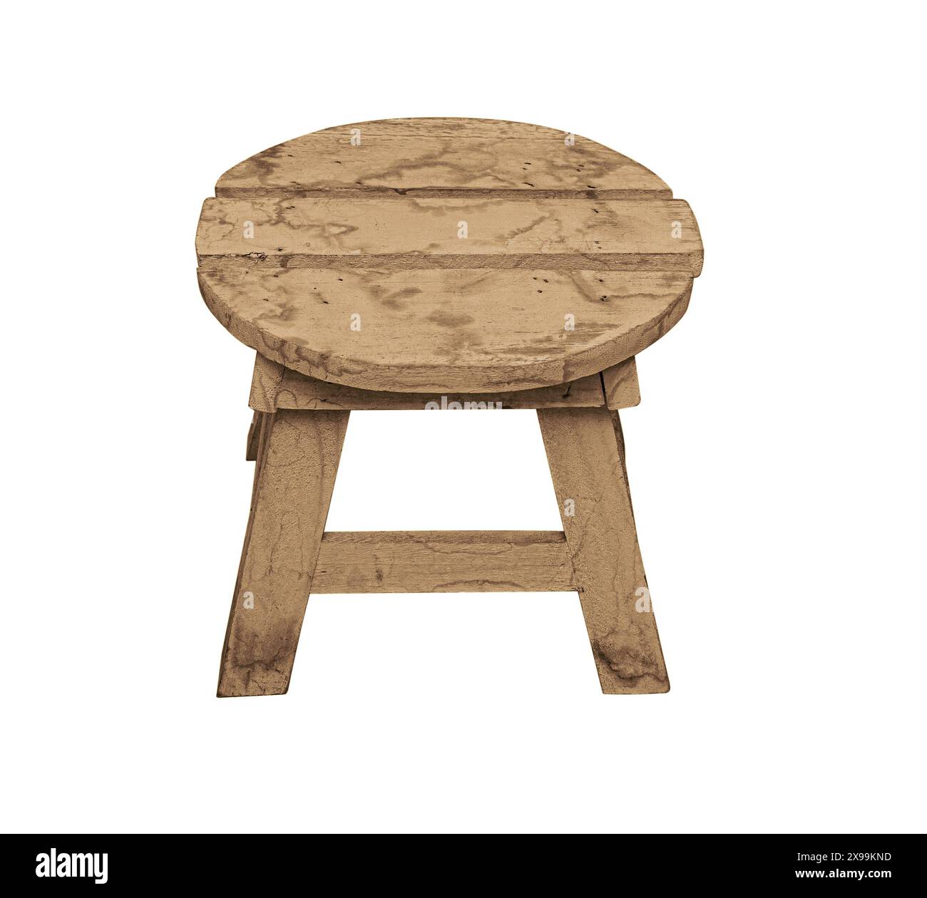 Wooden stool isolated by hand made isolated on white background ...