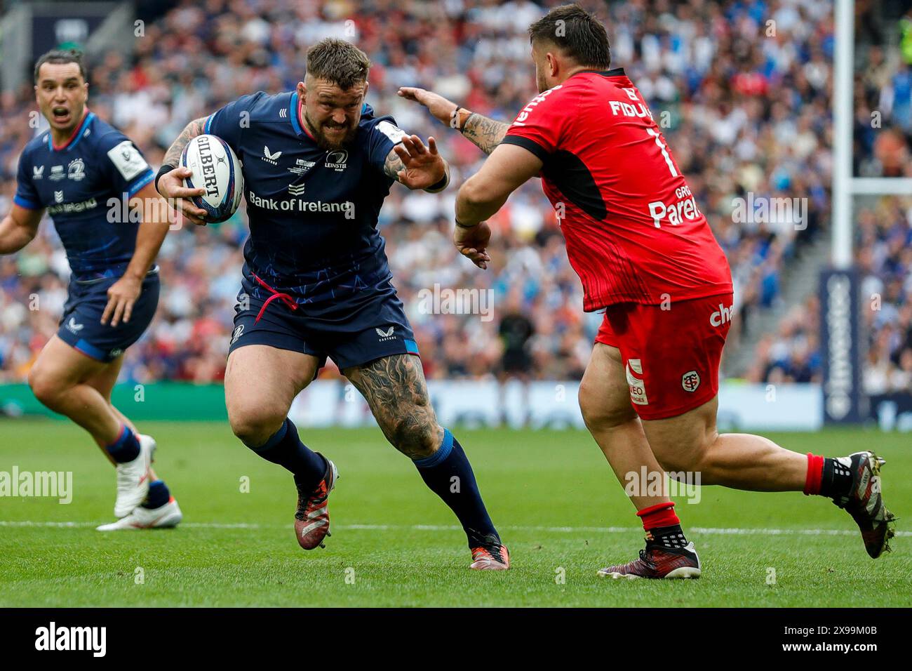 London, England. 25th May, 2024. Leinster's Andrew Porter against Stade ...