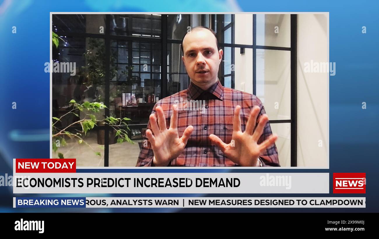 Live Report TV News Expert Interview. Professional Guest Talking ...