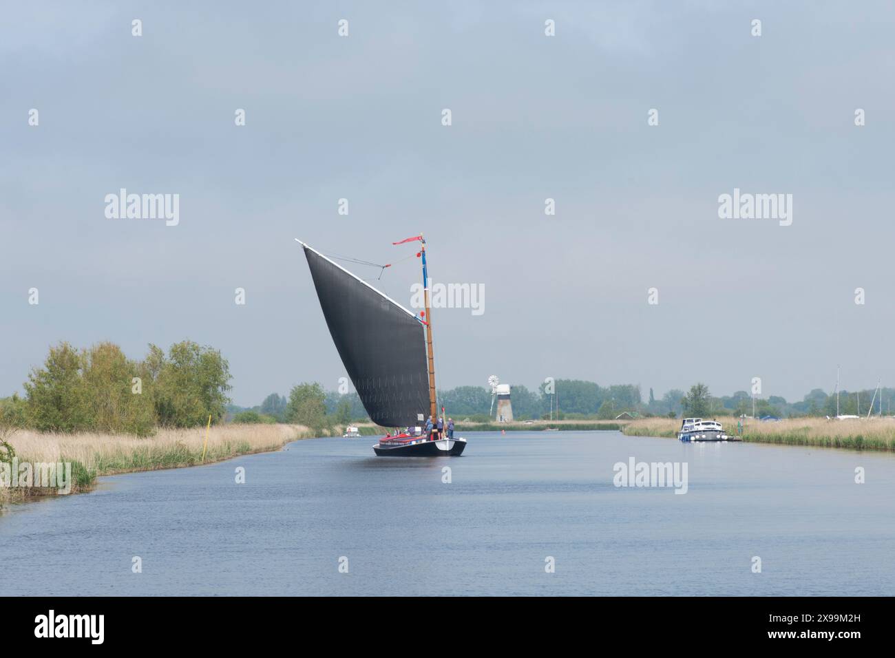 people sailing a traditional wherry sailing boat on the River Bure ...