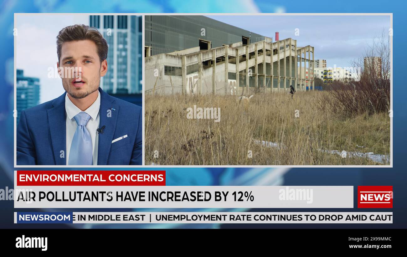 TV Live Report: Anchor Talks about Environment Pollution, Showing Video ...