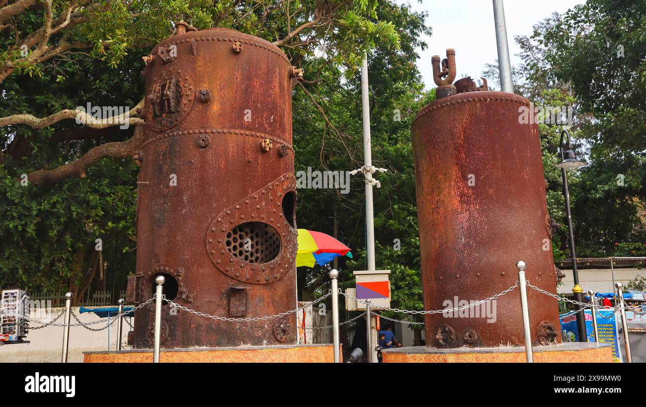 Old Rusted Steam Boiler on Fort Kochi Beach, Kochi, Kerala, India Stock ...