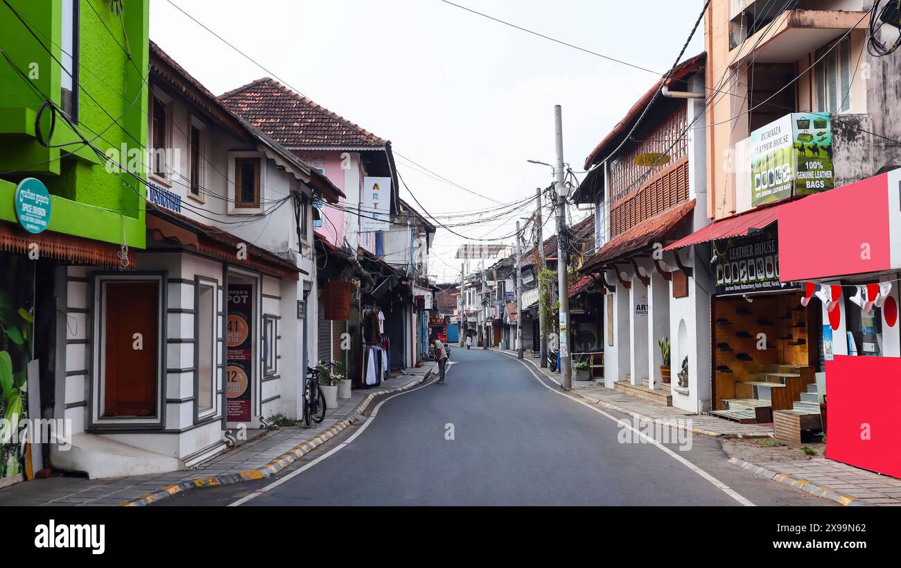 Old Traditional Tiled Houses of Fort Kochi, Kochi, Kerala, India Stock ...