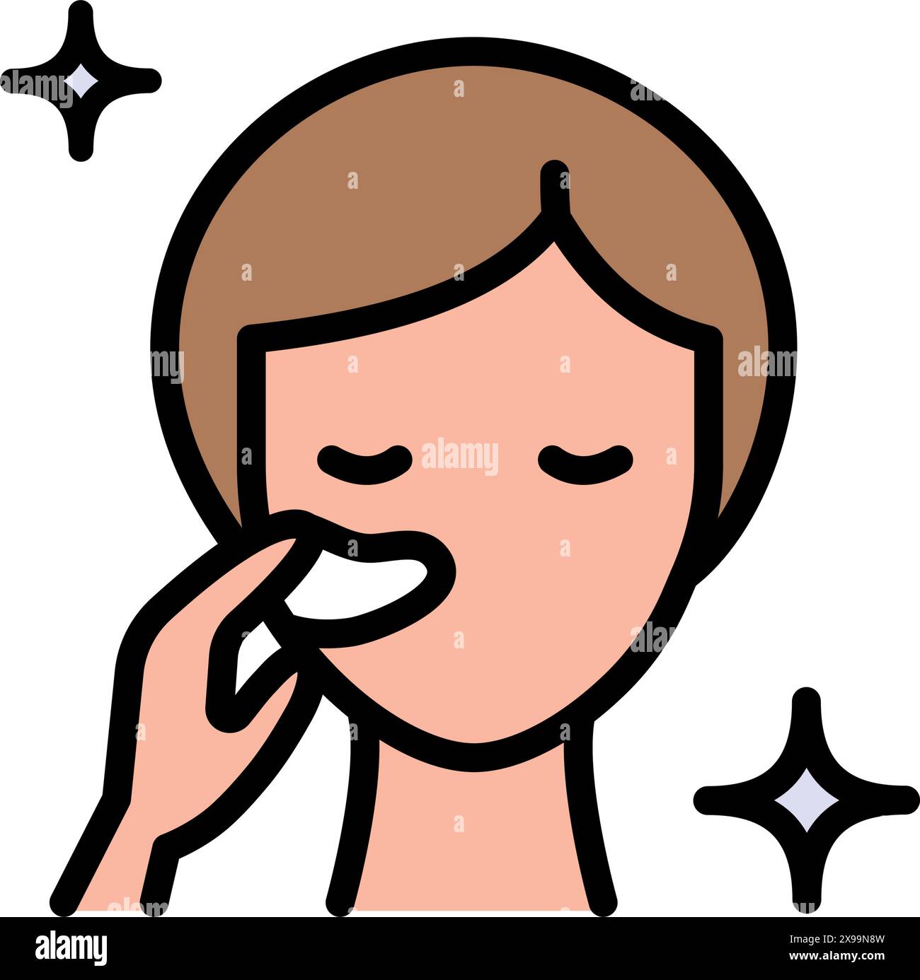 Woman applying eye cream color icon. Vector isolated flat drawing for ...