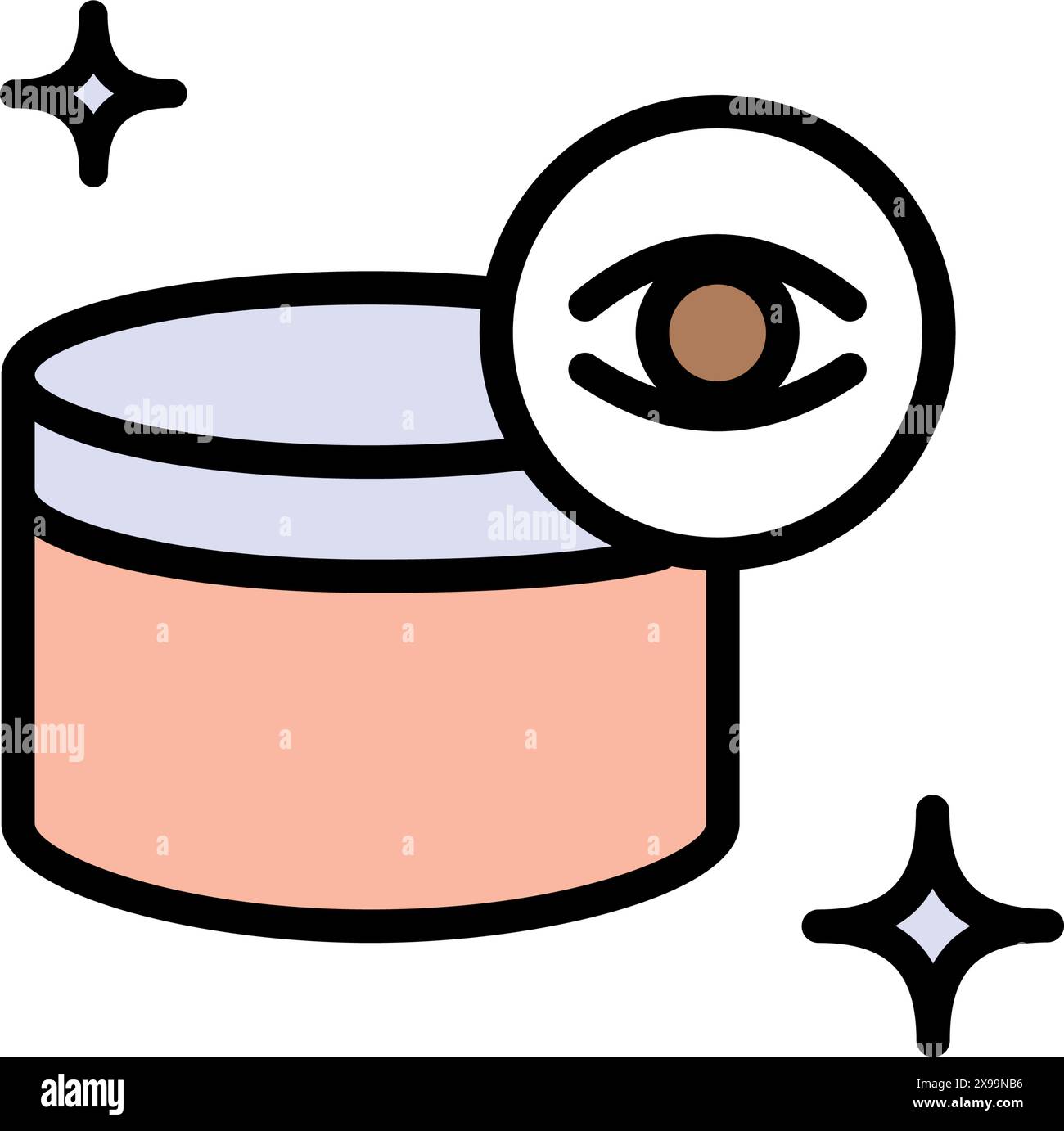 Wrinkles face cream jar icon. Eye cream color icon. Skin care products ...