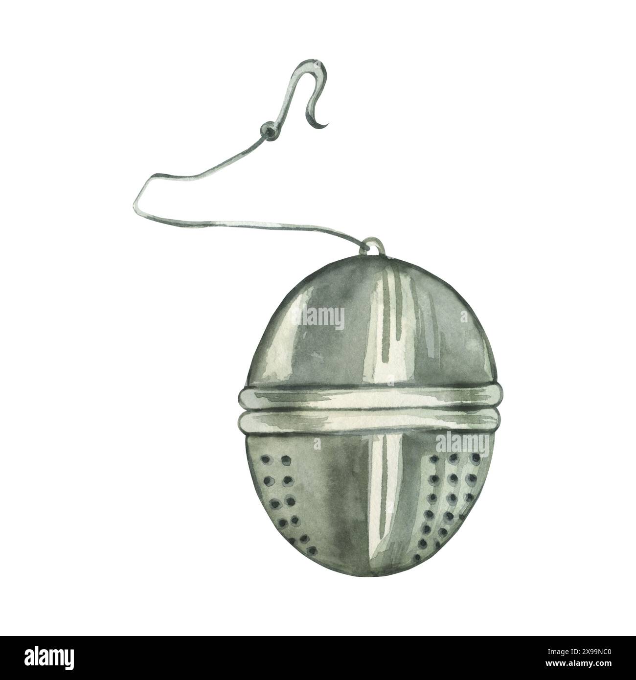Tea strainer, round tea infuser with chain. All objects are hand ...