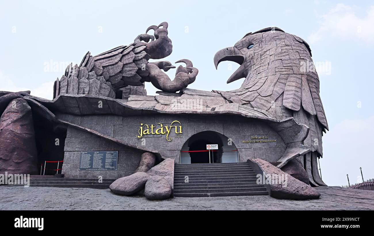 Statue of Jatayu and museum. Jatayu a demigod in Ramayana, 150 feet ...