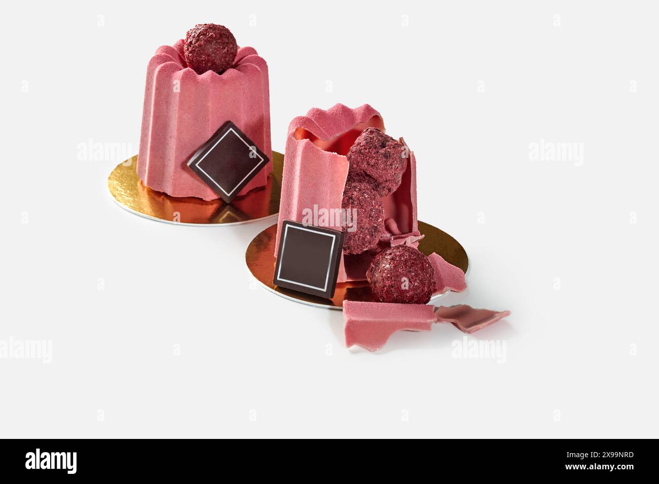 Dessert with Belgian chocolate shell encasing berry truffle candies ...