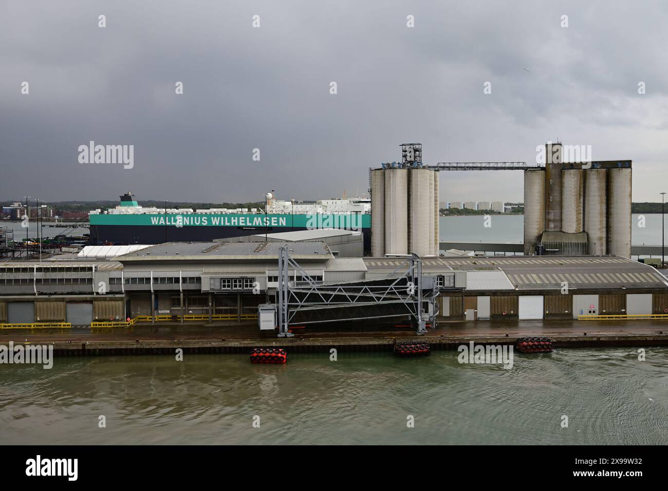 Marine fenders and collapsed passenger gangway at the Queen Elizabeth ...