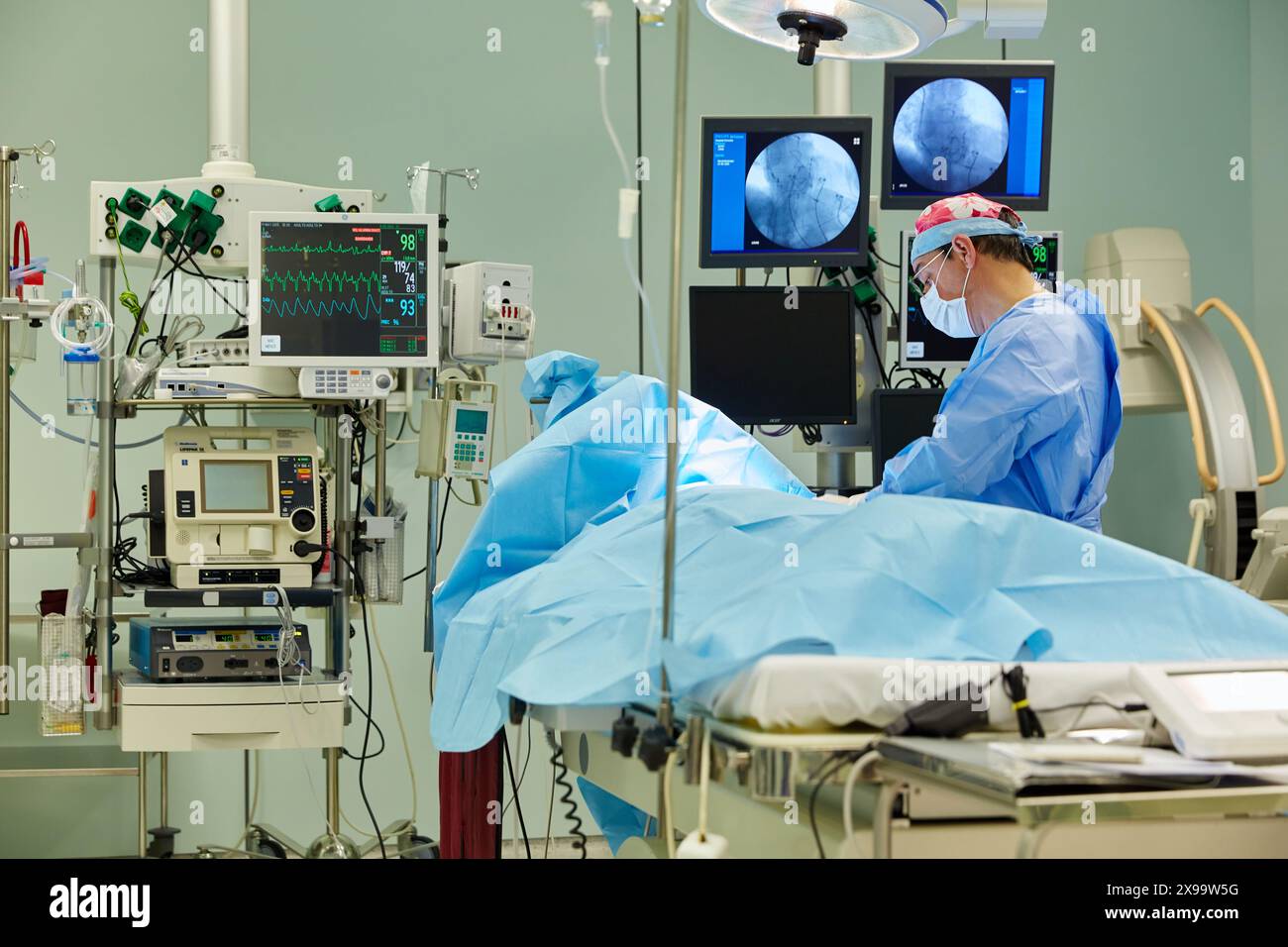 Operating room for placement of defibrillator. Intensive Care Unit ICU ...