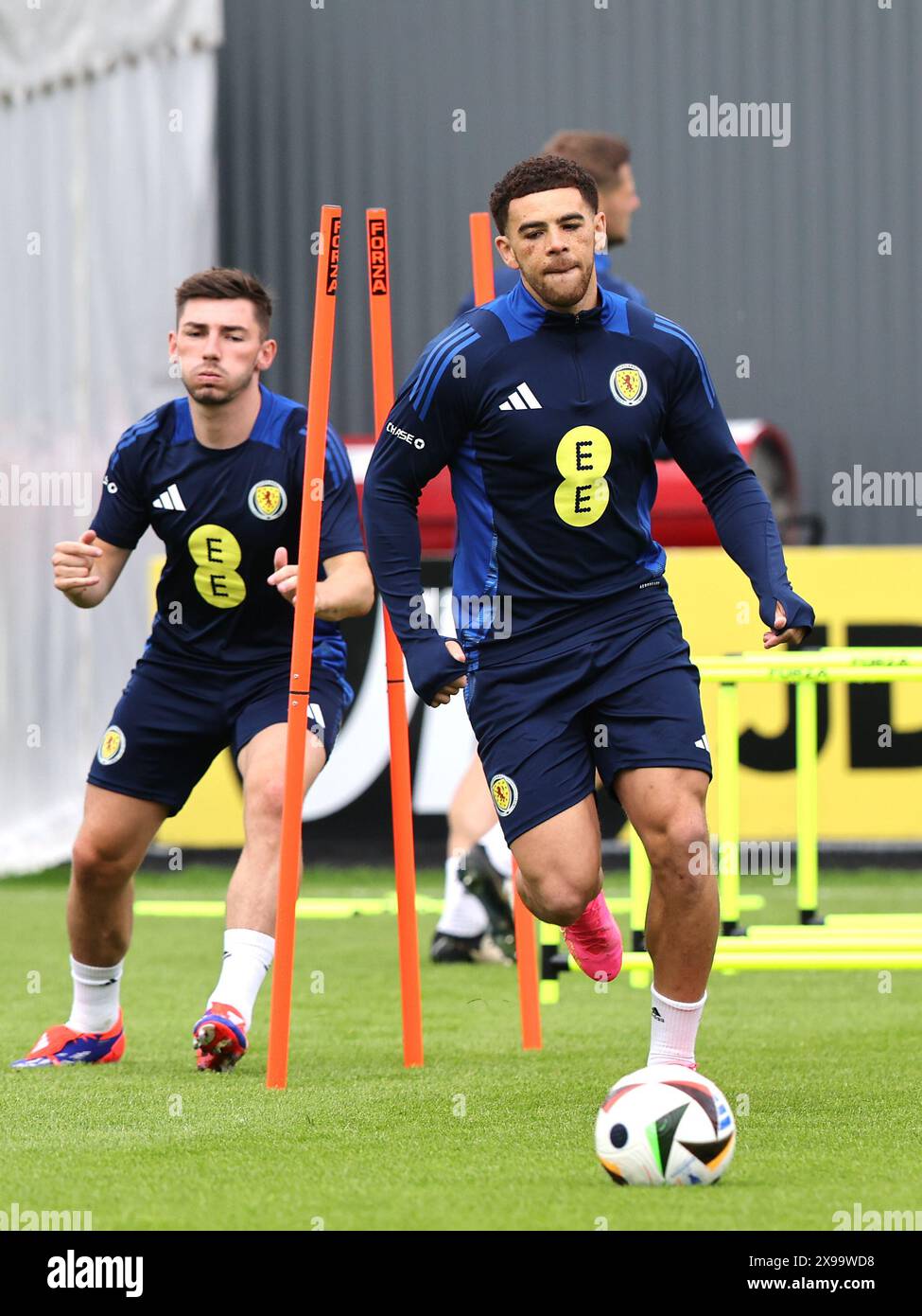 Scotland's Che Adams (right) during a training session at Lesser ...