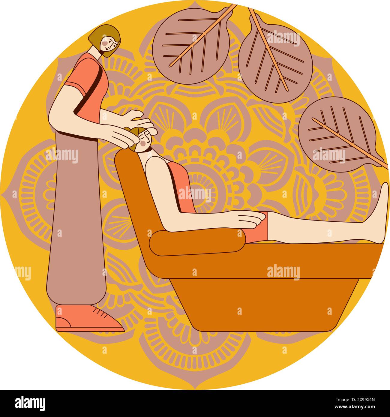 Facial massages. Treatments by professional therapist in spa. SPA design concept. Isolated flat ...