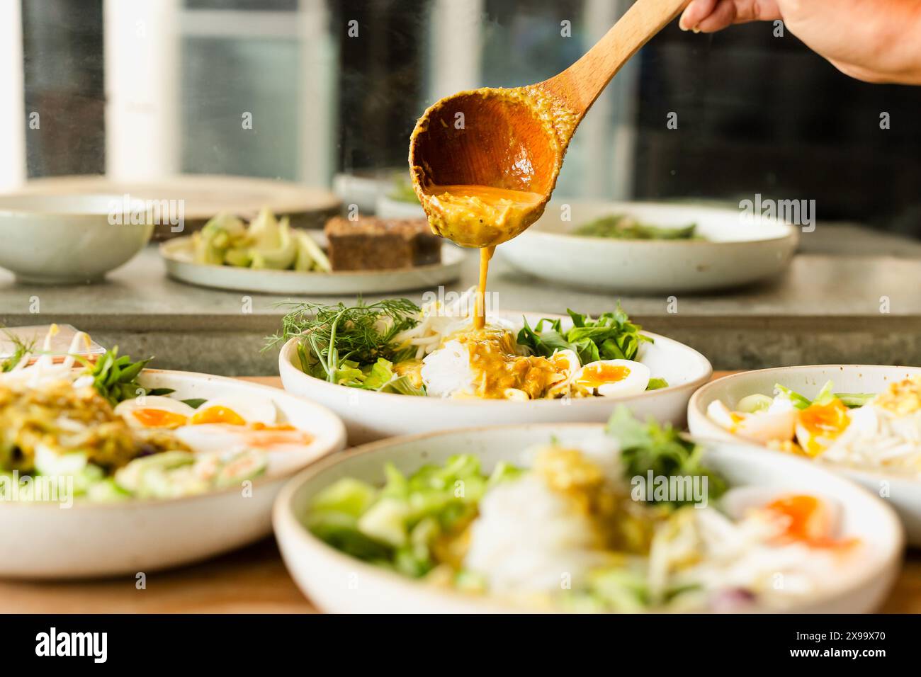 Pouring delicious cream soup hi-res stock photography and images - Alamy