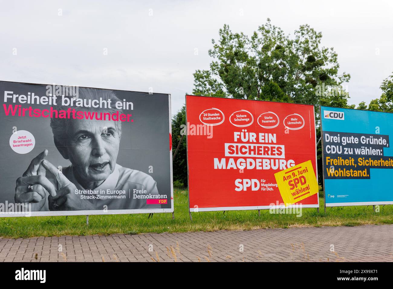 Magdeburg, Germany - 27th May 2024, Political ad billboards with ...