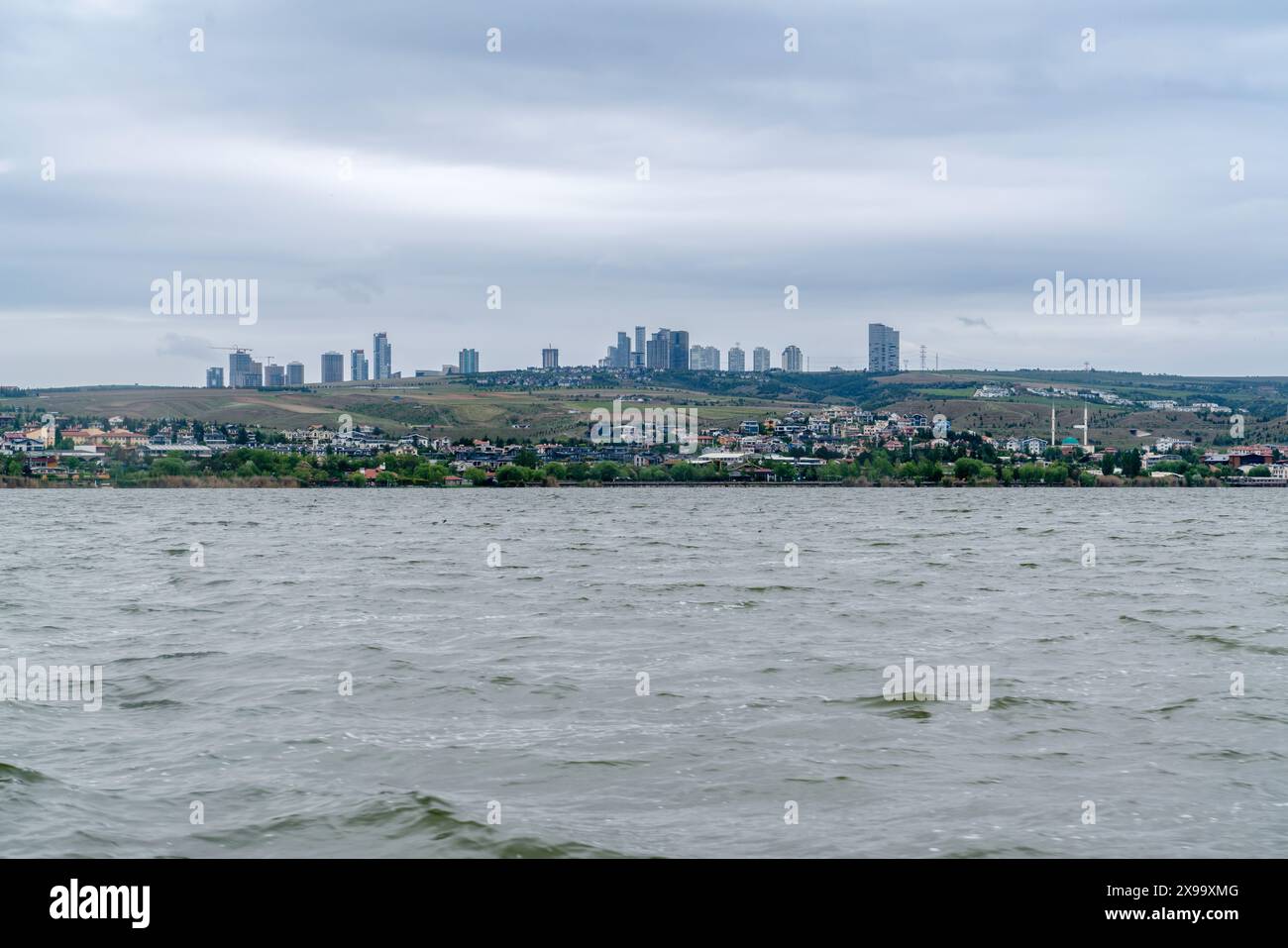 Golbasi, Ankara, Turkey-May 12, 2024: Golbasi city with Mogan lake ...