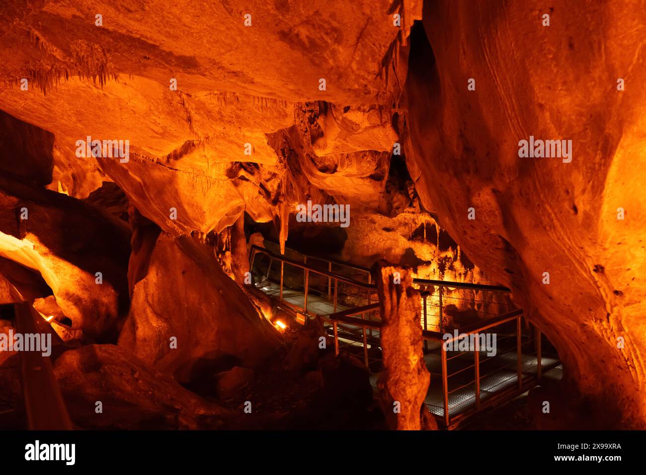 Inside view of touristic Tulumtas cave, Tulumtas, Golbasi, Ankara ...