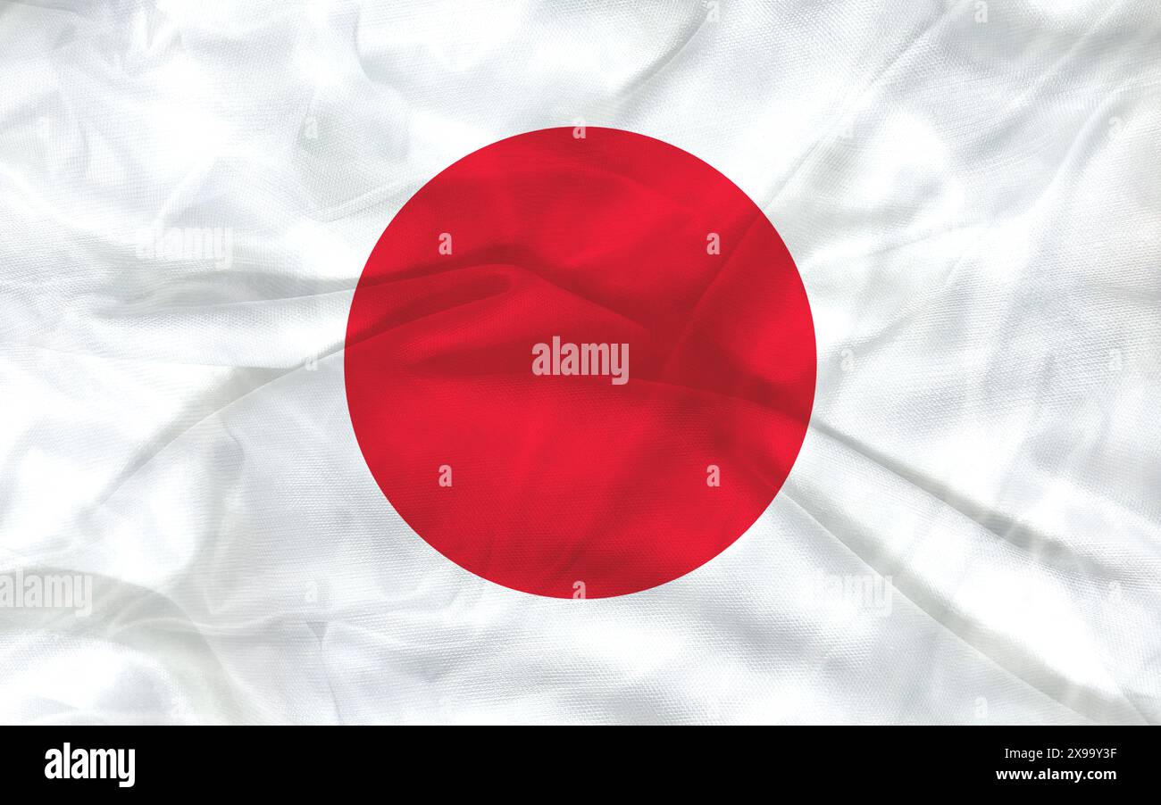 Japan flag with fabric texture. illustration Stock Photo - Alamy