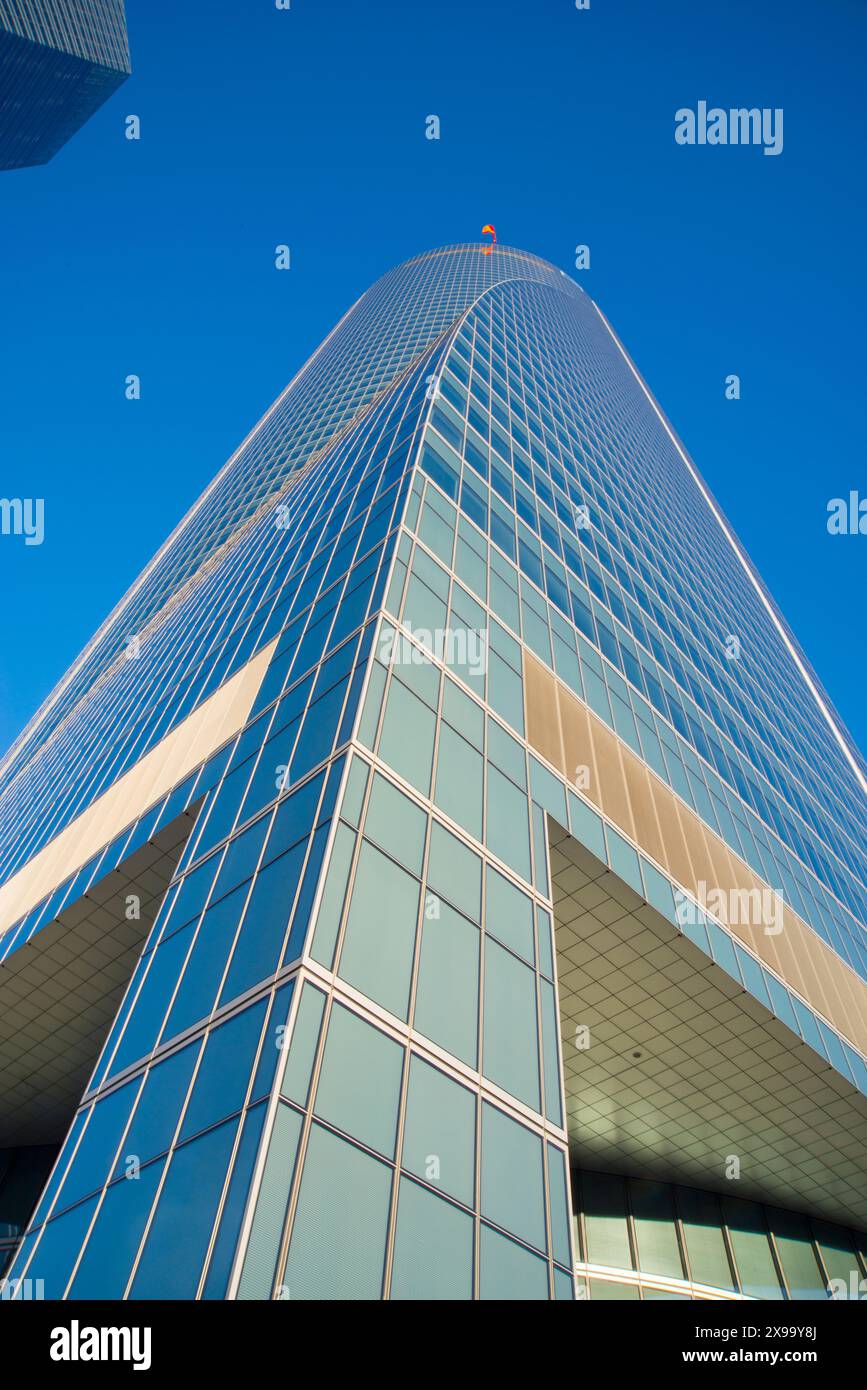 Espacio Tower, view from below. CTBA, Madrid, Spain Stock Photo - Alamy