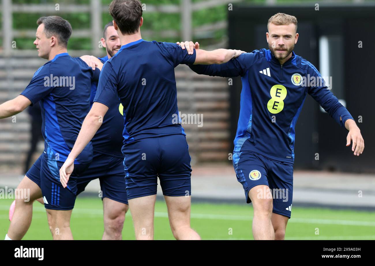 Scotland's Ryan Porteous (right) and players during a training session ...