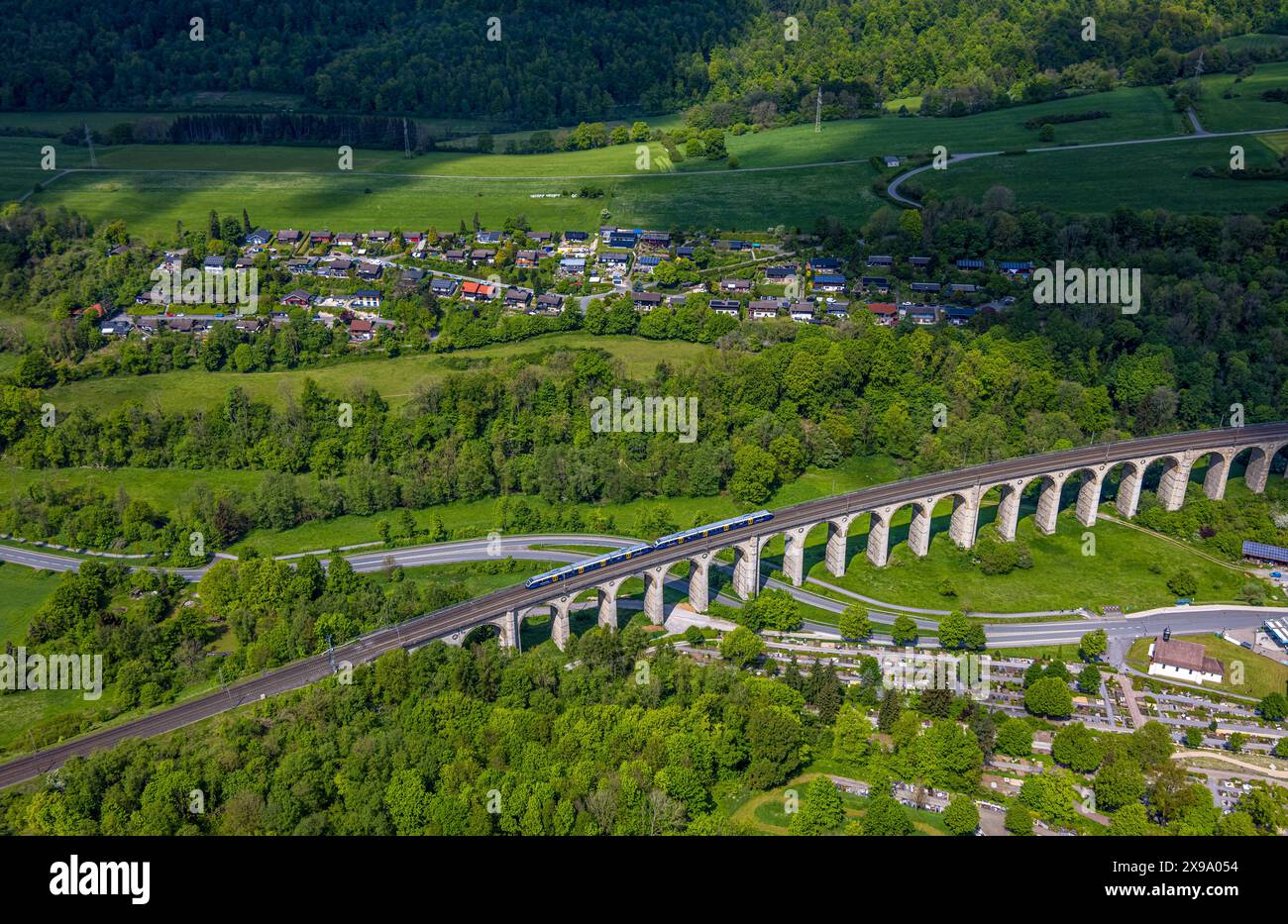 Luftbild, Altenbekener Viadukt, Adenauerstraße, Eisenbahnviadukt ...
