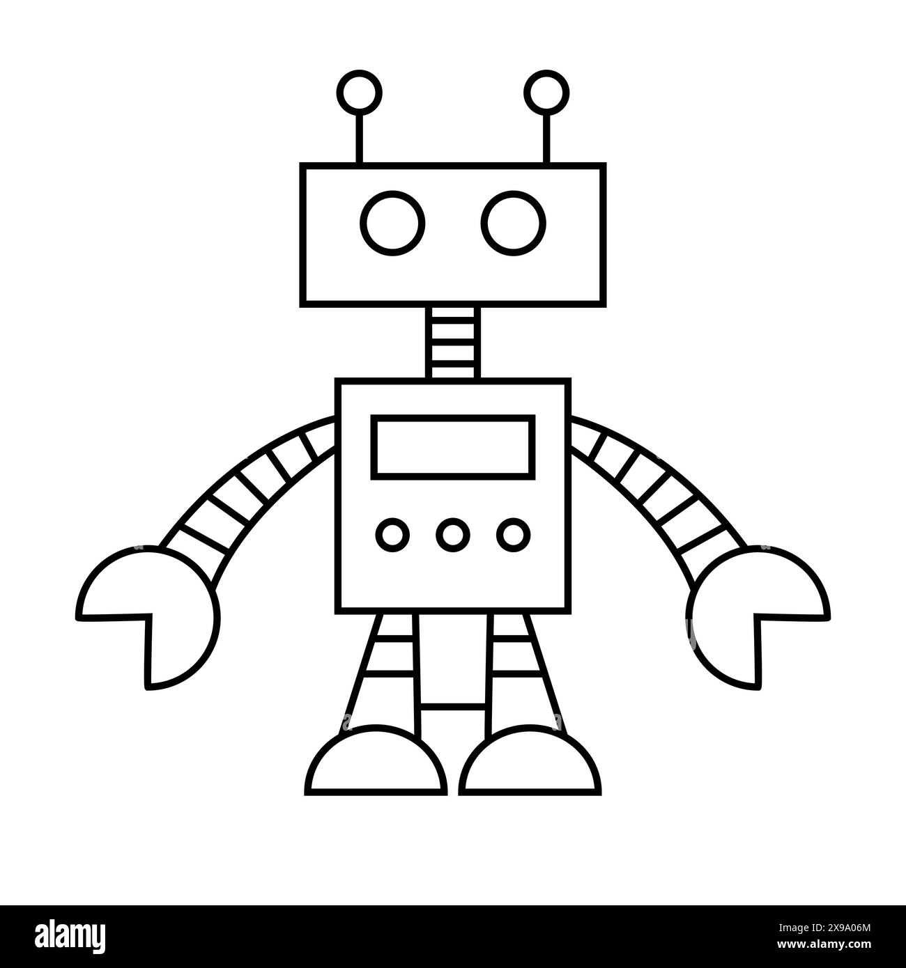 Cute Funny Robot Character Outline Doodle Icon Stock Vector Image & Art ...