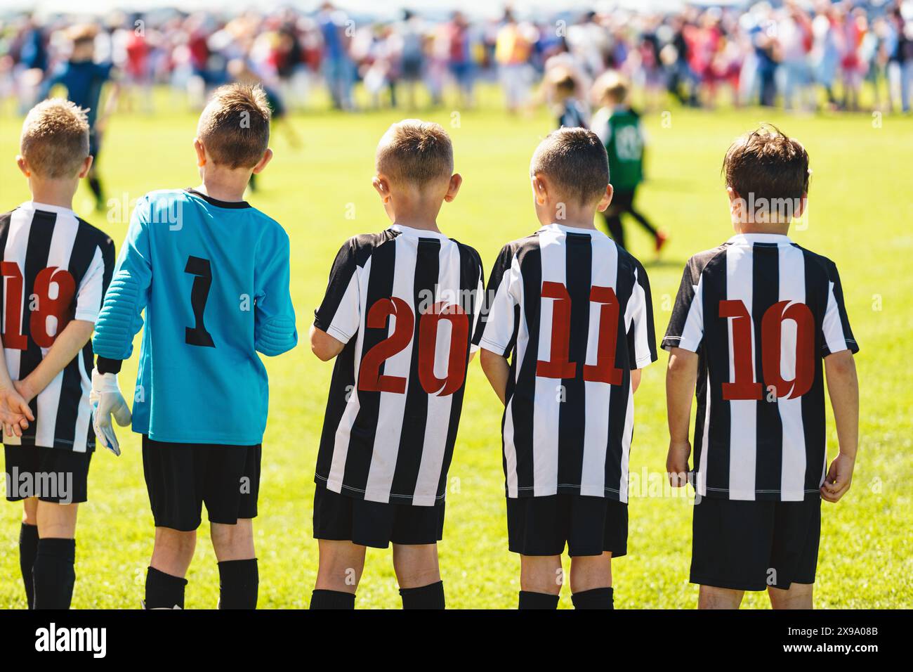 Children in Sports European Soccer Team. Kids in Striped Soccer Jersey ...