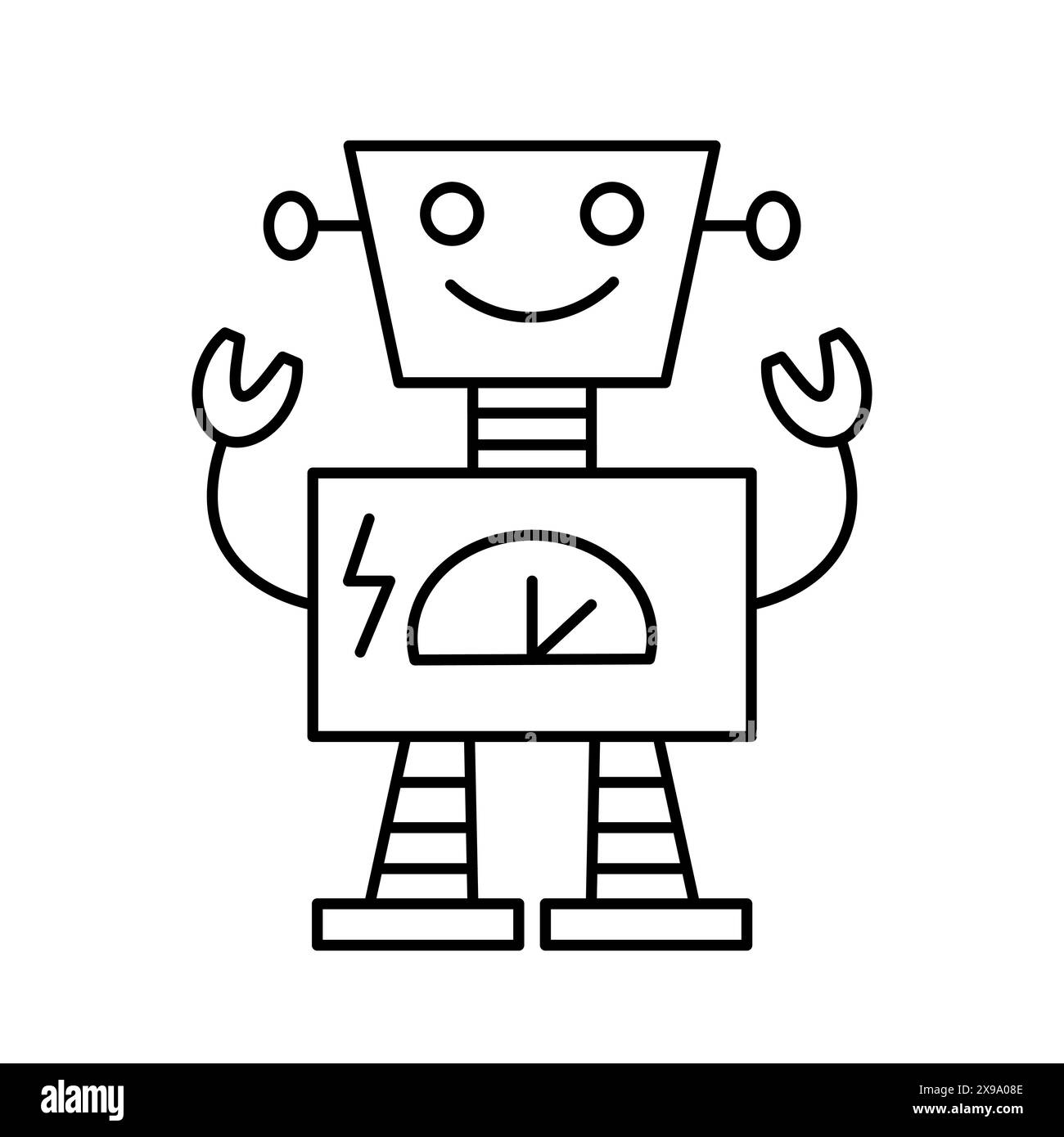 Cute Funny Robot Character Outline Doodle Icon Stock Vector Image & Art ...
