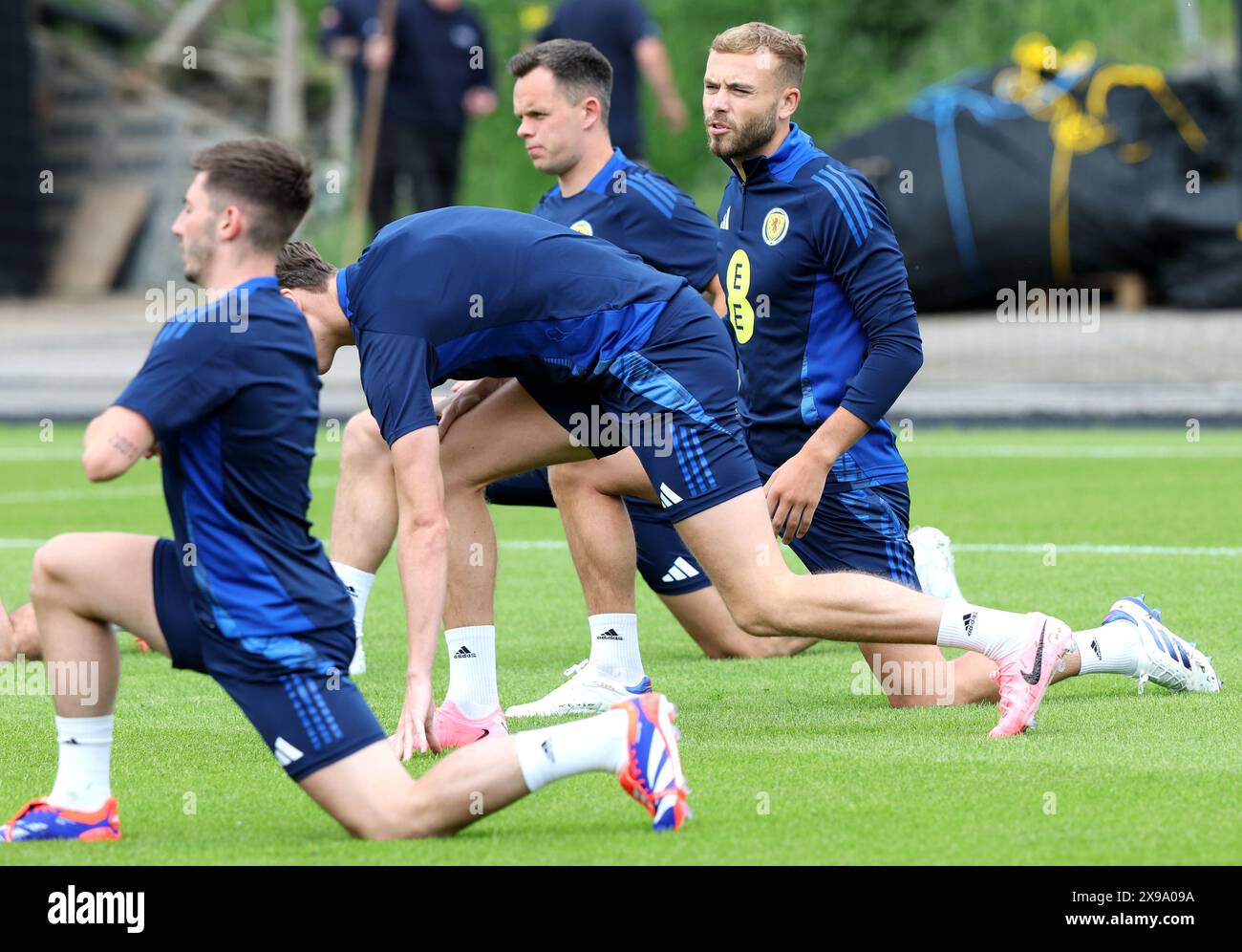 Scotland's Ryan Porteous (right) and players during a training session ...