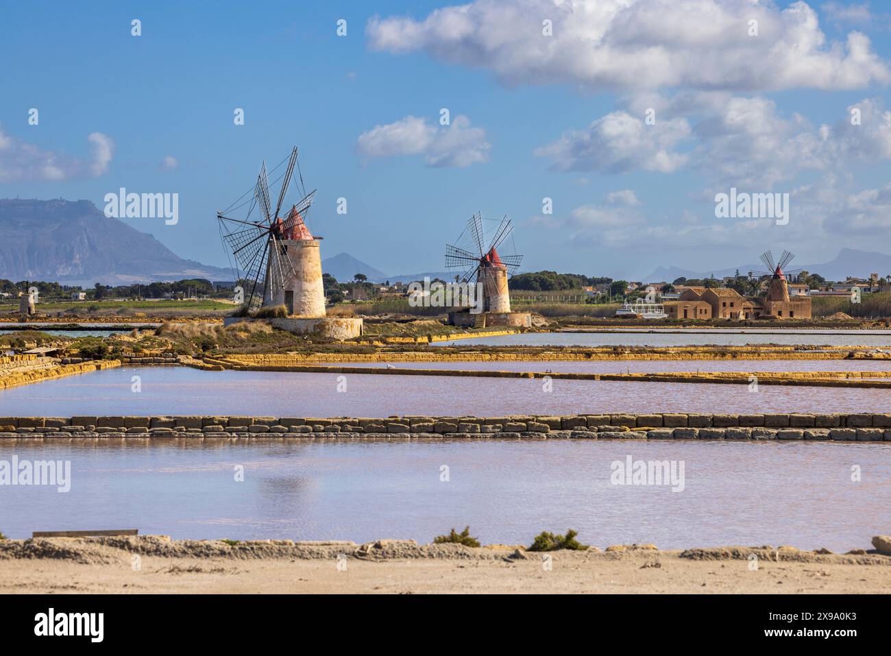 The ancient salt pans and windmills near Marsala / Trapani, Sicily ...