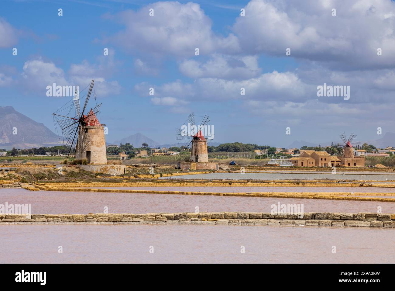 The ancient salt pans and windmills near Marsala / Trapani, Sicily ...