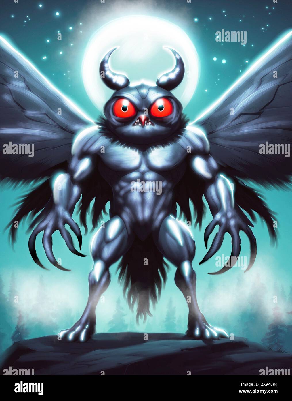 mothman cryptid illustration Stock Photo - Alamy
