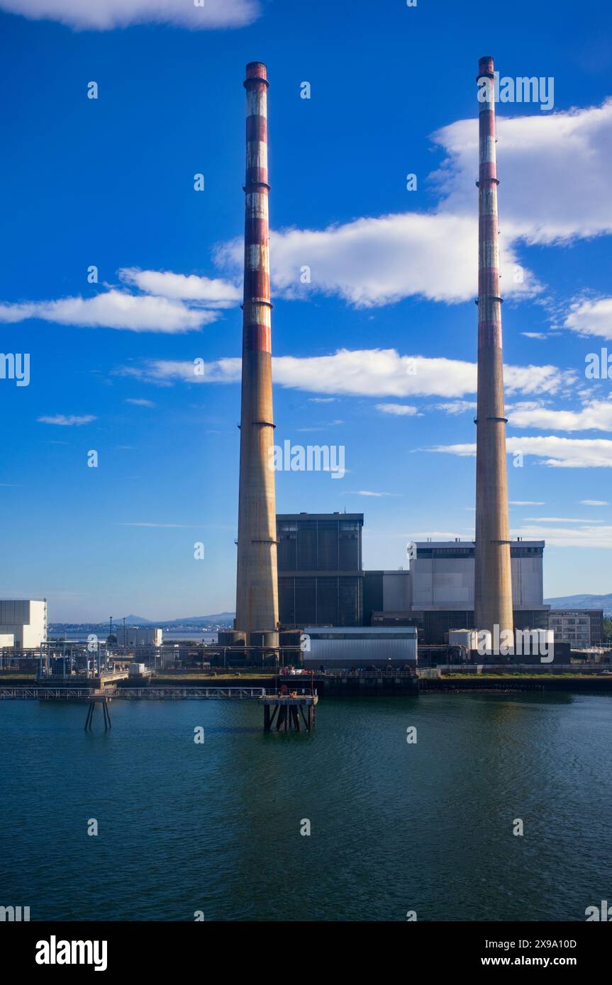 The famous Poolbeg tall chimeys at the entrance to Dublin harbour Stock ...