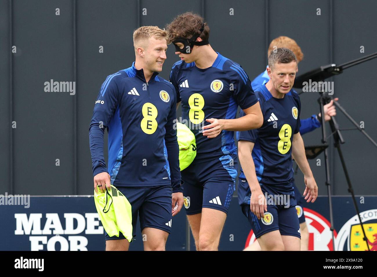 Scotland's Jack Hendry (centre) and team-mates during a training ...