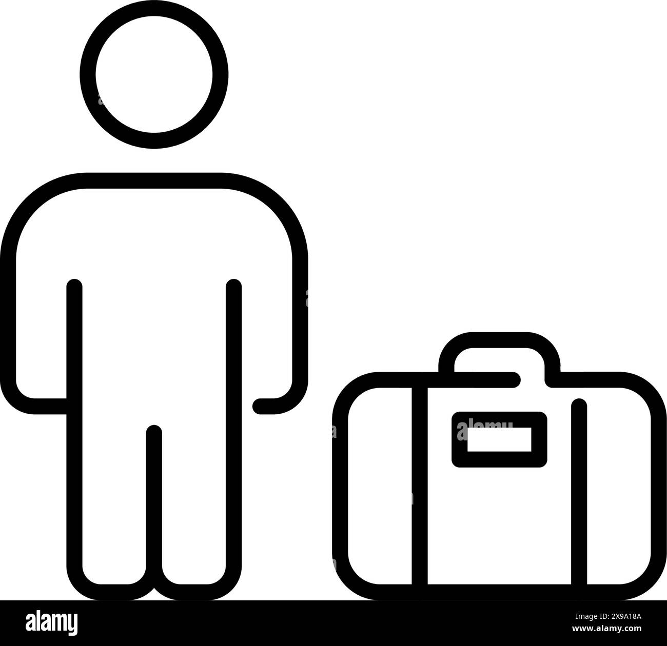 Person and briefcase. Corporate services, business trip platform. Pixel ...