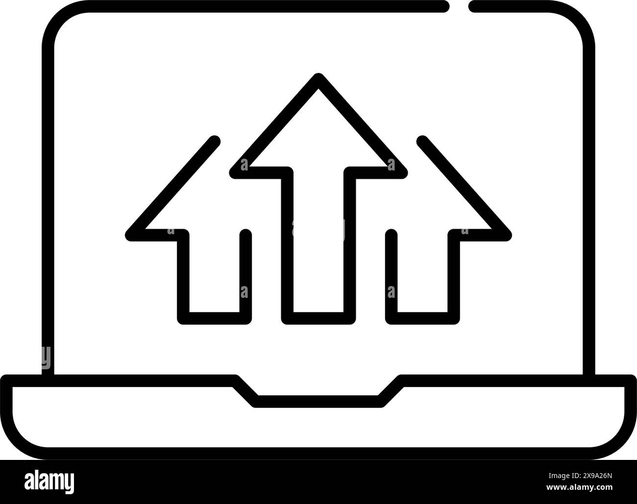 Arrows on laptop. Digital advancement, personal success and growth ...