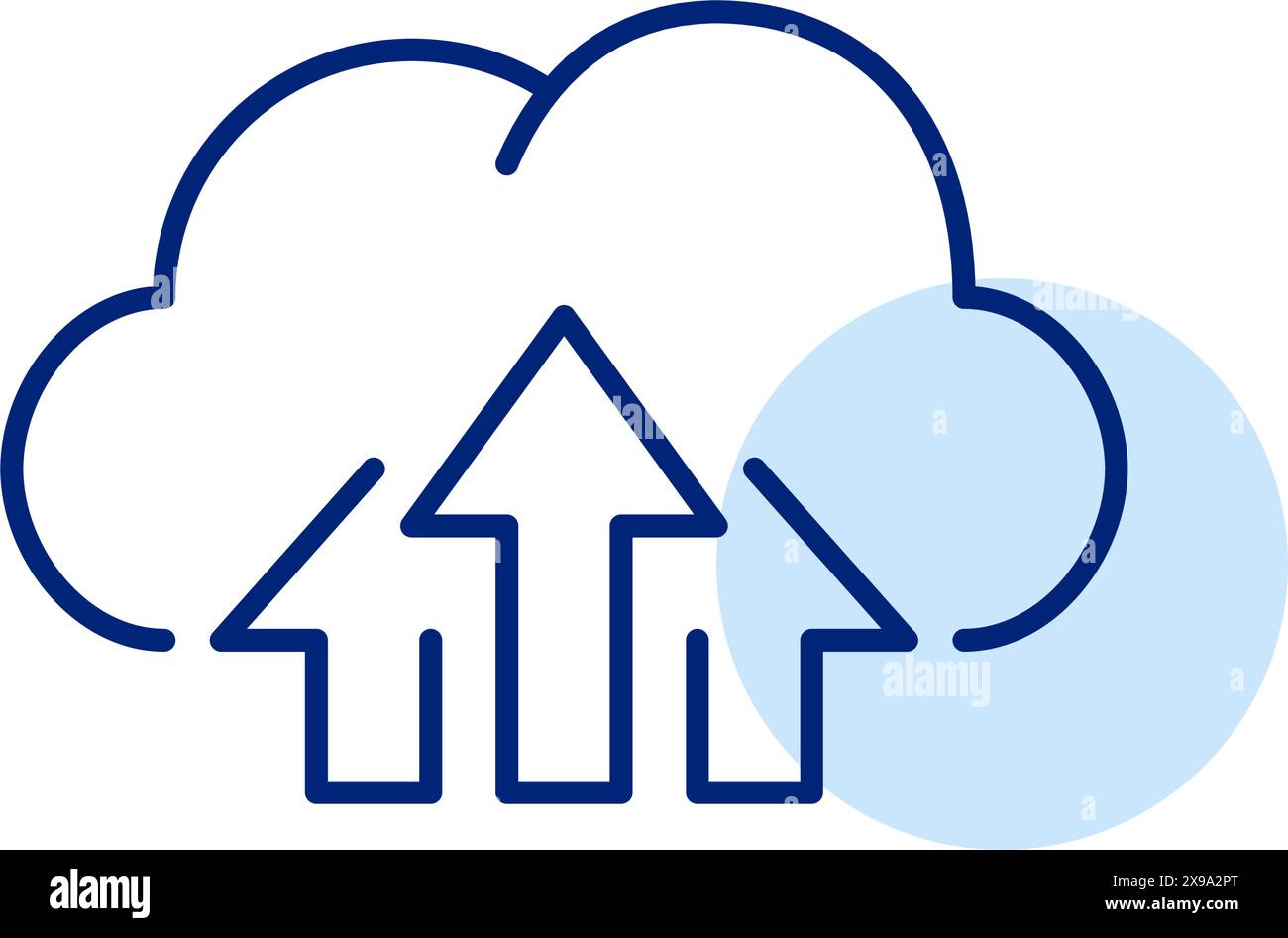 Cloud and arrows up. File synchronization using modern digital technology. Pixel perfect ...